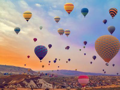 Hot air balloon sunset store