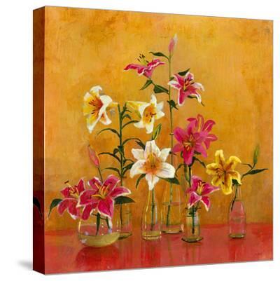 'Lilies In Vases II' Stretched Canvas Print - Danson | Art.com