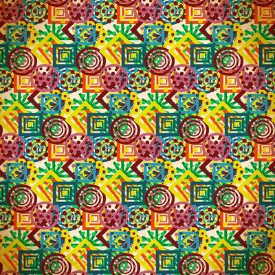 Seamless Pattern of Colorful Small Patterns in Vintage Style Art Print ...