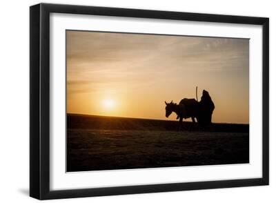 Silhouette of a Robed Wayfarer with His Donkey on Barren Land ...