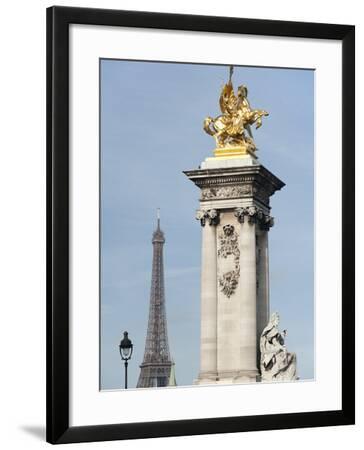 Decorated Pillar of Alexandre Iii Bridge and the Eiffel Tower, Paris ...