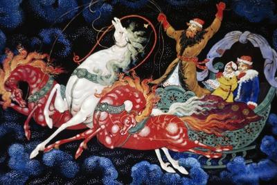 Depiction of Troika or Horse-Drawn Sleigh, Russia Giclee Print | Art.com