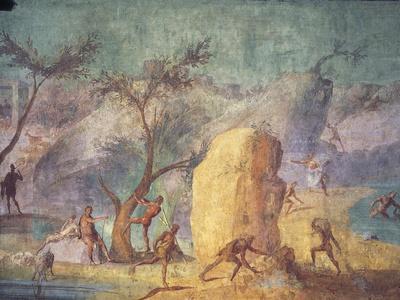 Detail of Ancient Roman Fresco Odyssey Illustration Representing Land ...
