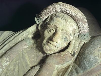 'Detail Showing a Woman's Face from the Sarcophagus from the Tombs of ...