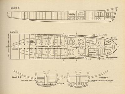 Diagram of the Passenger Cabin of Lz 127 Graf Zeppelin, 1932 Giclee ...