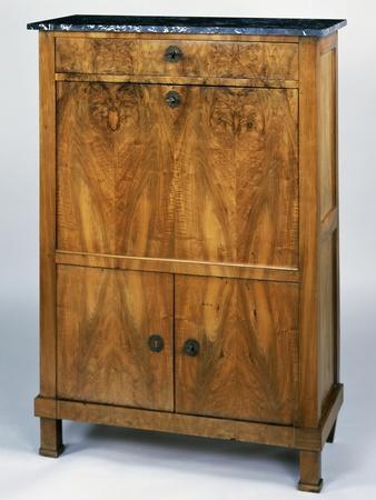 'Directoire Style Veined Walnut Secretary with St Anne Marble Top and ...