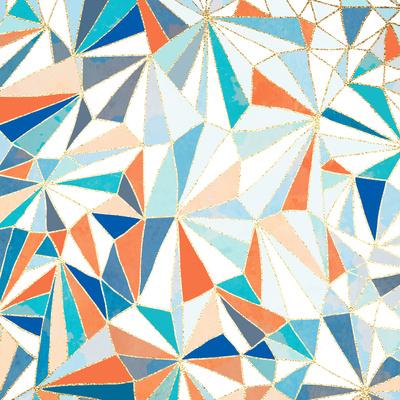 'Geometric Pattern - Orange, Teal and Blue 1' Art Print - Dominique ...