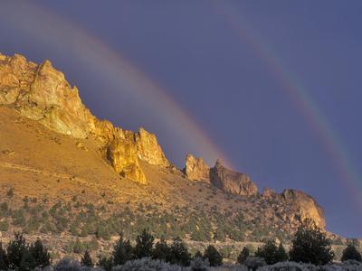 'Double Rainbow over a Rock Formation Near Smith Rocks State Park, Bend ...