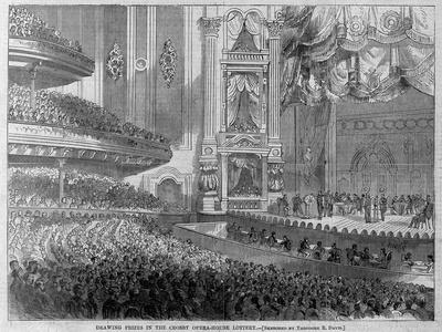 'Drawing Prizes in the Crosby Opera-House Lottery. Sketched by Theodore ...