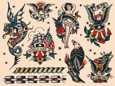 Traditional Sailor Jerry Eagle Tattoos