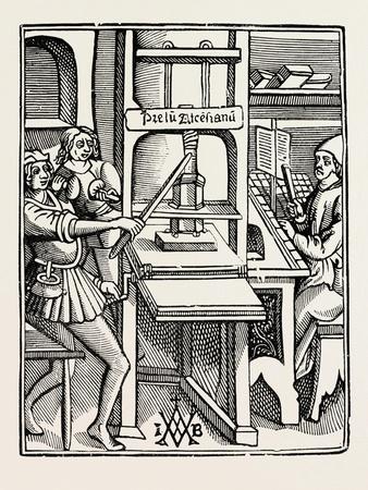 'Early Printing Press' Giclee Print | Art.com
