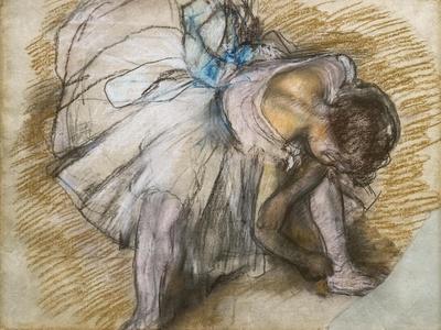 Dancer adjusting her shoe. 1885. Pastel on paper. Giclee Print - Edgar ...