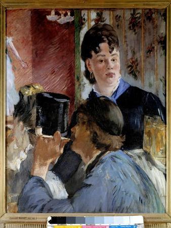 A Young Woman Serves Beer to Elegant and Popular Guests. Painting by ...