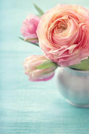 'Pink Flowers in a Vase' Photographic Print - egal | Art.com