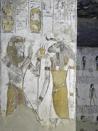 Egypt, Tomb of Merneptah, Mural Painting of Pharaoh and Ram-Head God ...