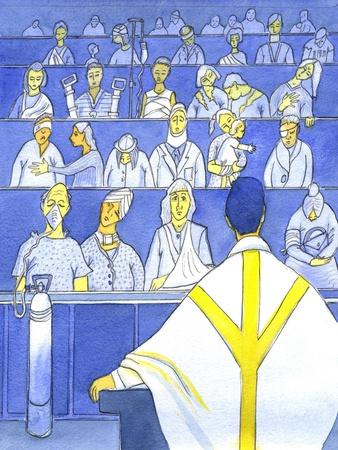 As the Priest Looks at His Congregation, Preparing to Preach and Teach ...