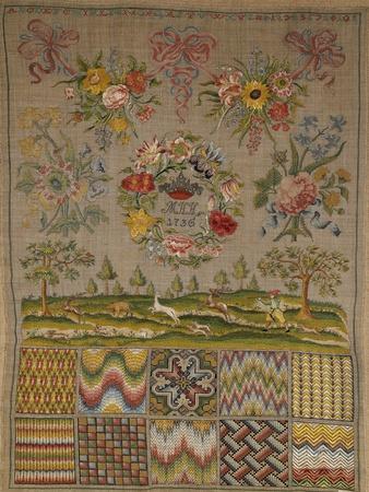 'Embroidery with Silk and Golden Threads on Linen, with Pattern of ...