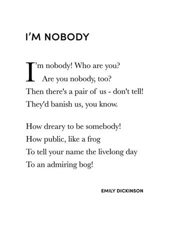 I'm Nobody Giclee Print - Emily Dickinson | Art.com