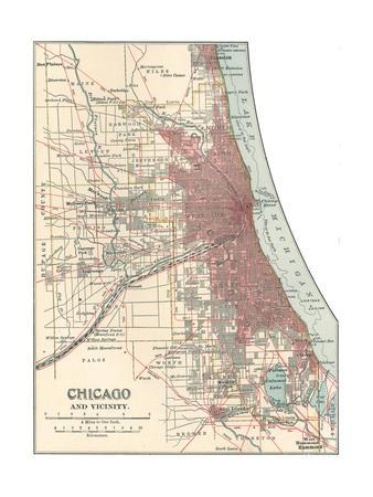 'Map of Chicago (C. 1900), Maps' Giclee Print - Encyclopaedia ...