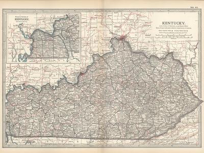 'Plate 82. Map of Kentucky. United States' Art Print - Encyclopaedia ...
