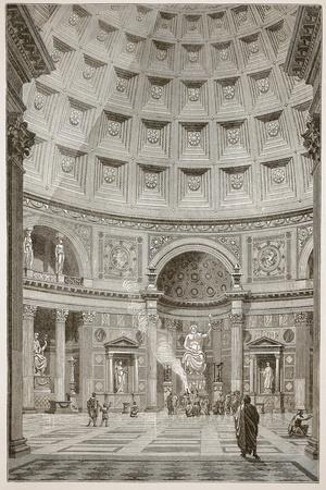 'Interior of the Pantheon at Rome (Restored) (Litho)' Giclee Print ...
