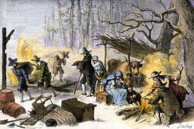 English Puritan Settlers Arriving on the Winter Shores of Cape Cod ...