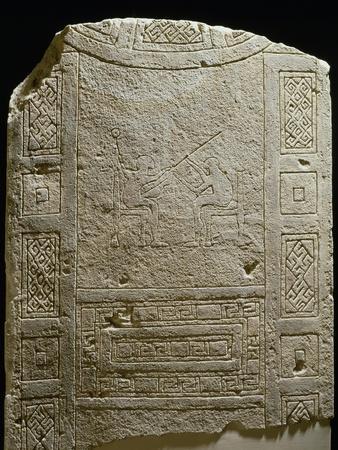 'Engraved Stele Depicting Two Seated Figures, Puglia, Italy' Giclee ...