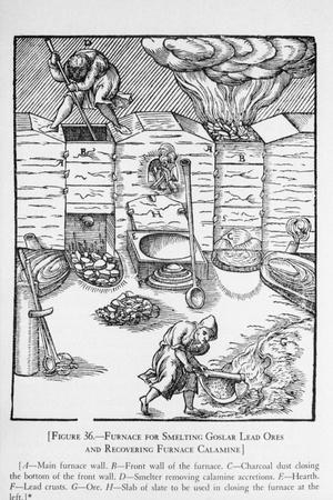 'Engraving of Men W/Lead Smelter Furnace' Giclee Print | Art.com