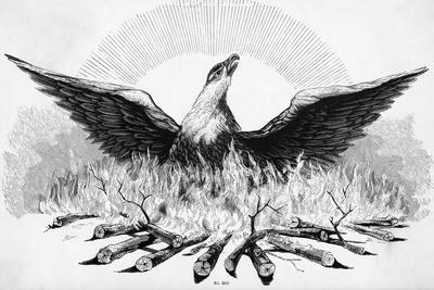 'Engraving of Phoenix Rising from Flames' Giclee Print | Art.com