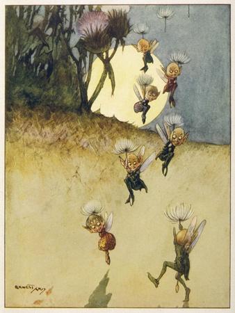 'Elves Parachuting with the Aid of Thistledown' Art Print - Ernest Aris ...
