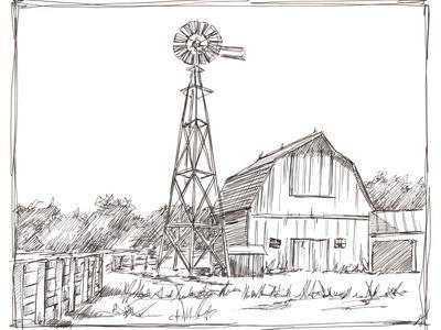 Farm Sketch II Art Print - Ethan Harper | Art.com