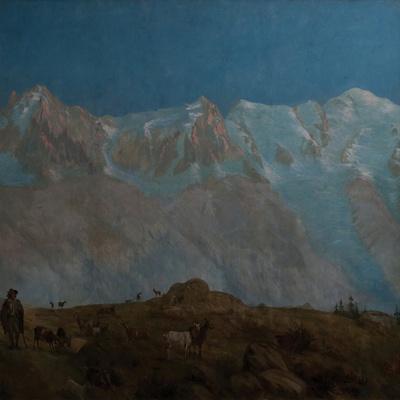 'The Mont Blanc, the Aiguilles Du Midi Du Plan (Oil on Canvas)' Giclee ...