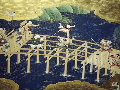 'Fight Scene on Bridge, Detail from Byobu' Giclee Print | Art.com