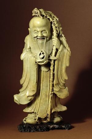 'Figure of Shou Lao, the Chinese God of Longevity, Holding a Staff and ...