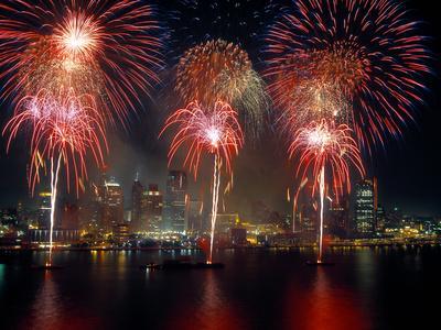 'Fireworks Display at Night on Freedom Festival at Detroit (In Michigan ...