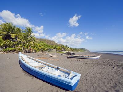 'Fishing Boats on the Beach at Playa Sihuapilapa, Pacific Coast, El ...