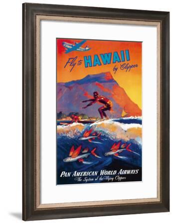 Fly To Hawaii by Clipper, Pan American World Airways c.1940s Giclee ...