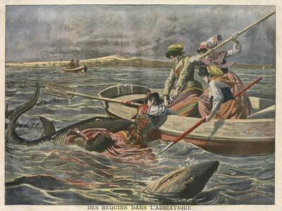 'Four Young Women of Trieste Attacked by Sharks While Out Boating' Art ...