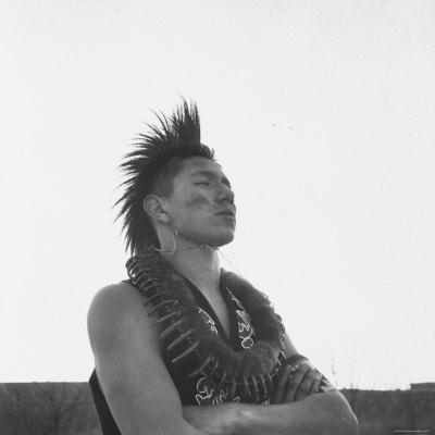 'Native American Chief James Rhodd Wearing Headgear and a Bear Claw ...