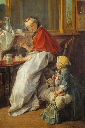 'Mother and Daughter. Detail of “” Breakfast””. A Girl and Her Dolls ...