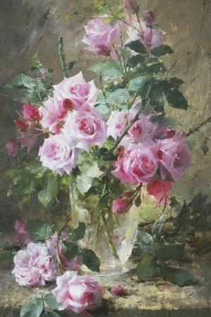 'Still Life of Pink Roses in a Glass Vase' Giclee Print - Frans ...