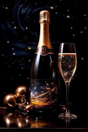 'Champagne glass and bottle. (AI Generated)' Art Print - Fred Lord ...