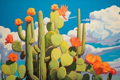 Desert cactus with flowers. (AI Generated) Premium Giclee Print - Fred ...
