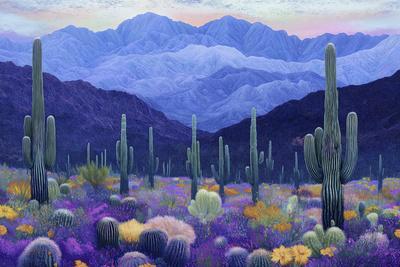 Fantasy of desert cacti and colorful flowers. (AI Generated) Premium ...