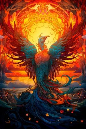 'Fantasy of firebird rising. (AI Generated)' Art Print - Fred Lord ...