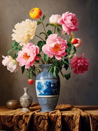 Flowers in vase. (AI Generated) Premium Giclee Print - Fred Lord | Art.com