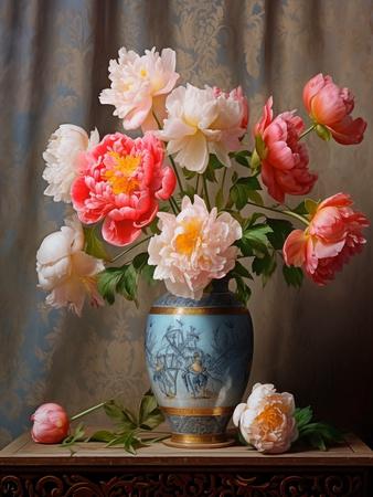 Flowers in vase. (AI Generated) Premium Giclee Print - Fred Lord | Art.com