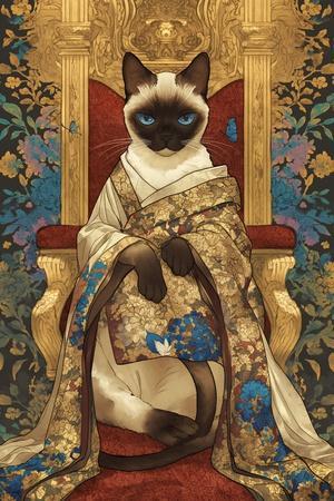 Siamese Cat on Throne. Illustration style. (AI Generated) Premium ...
