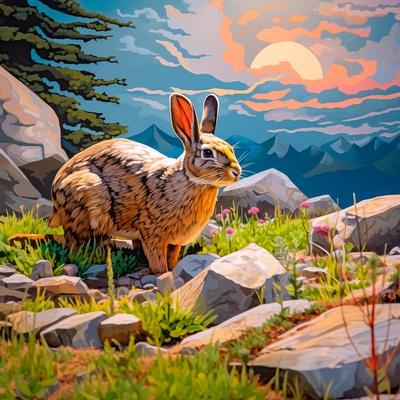 Watercolor fantasy of cottontail rabbit. (AI Generated) Premium Giclee ...
