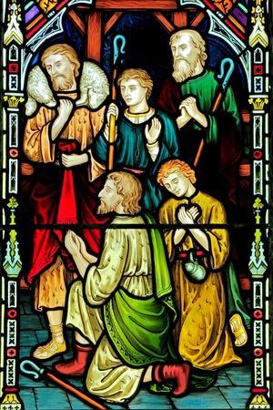 'Burnham Deepdale, the Nativity Window, Shepherds, by Frederick Preedy ...